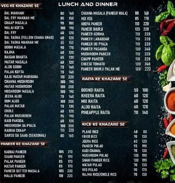Menu of Tite Da Dhaba, Rajouri Garden, New Delhi