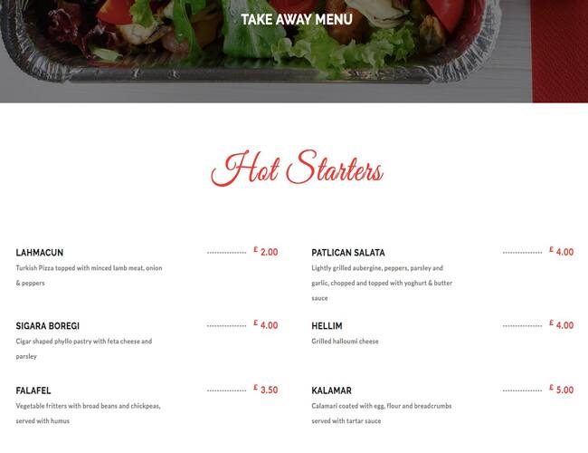 Menu at Mangal 1 restaurant, London, 10 Arcola St