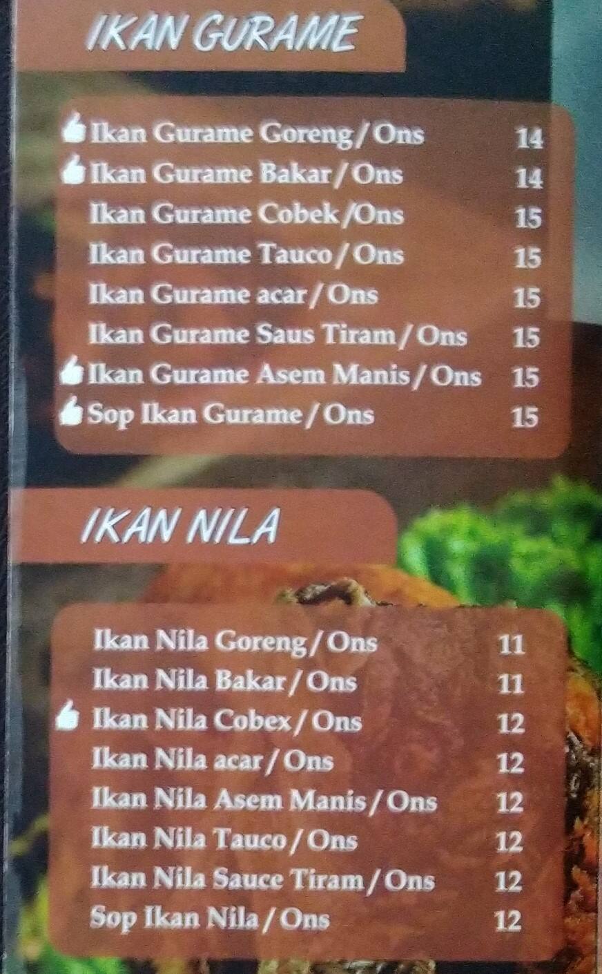 Menu at Ayam Bakar Pak Atok restaurant, Limus Nunggal, Jl