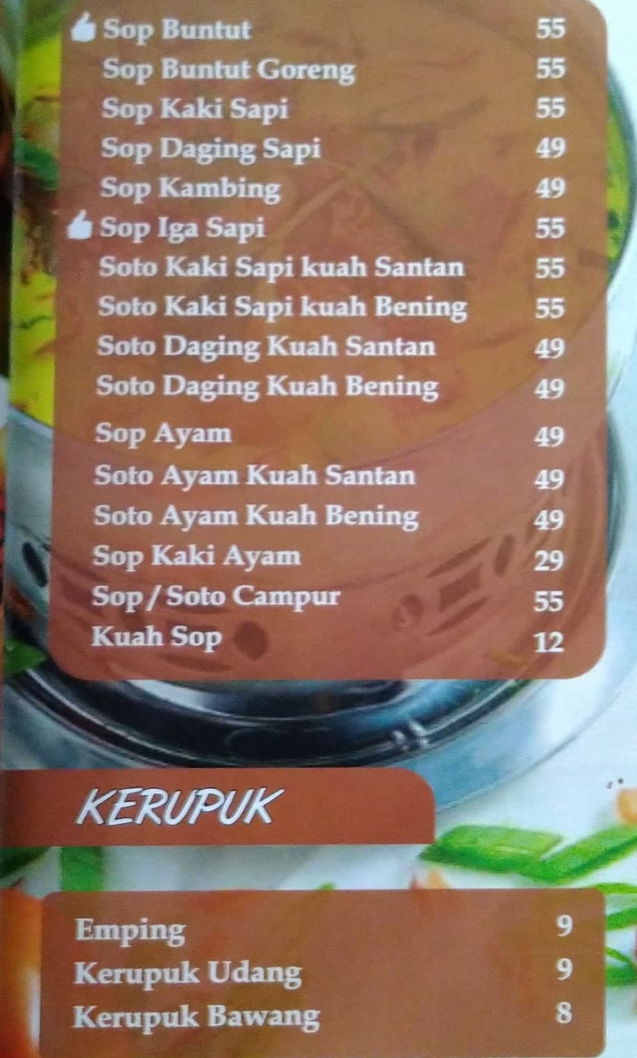 Menu at Ayam Bakar Pak Atok restaurant, Limus Nunggal, Jl