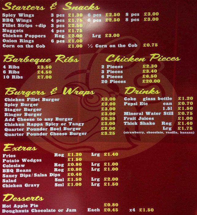 Menu at Simpson's Chicken, London