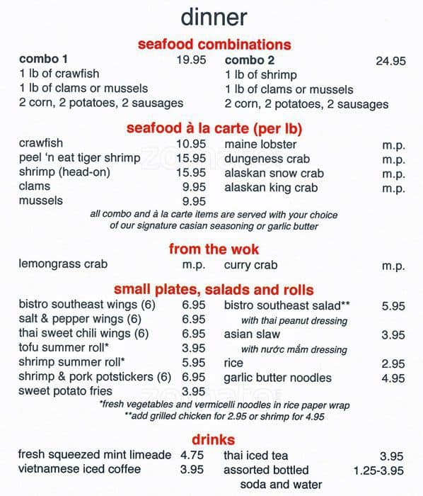 Menu at Bistro SouthEast restaurant, Philadelphia