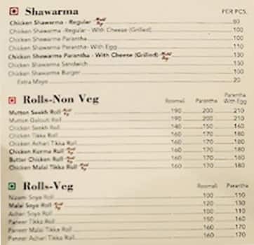 Menu at The Delhi Munchery, New Delhi