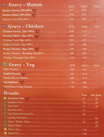 Menu at The Delhi Munchery, New Delhi