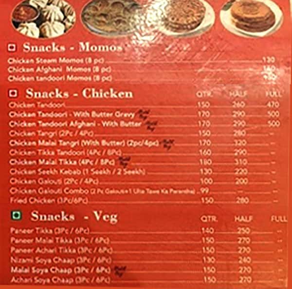 Menu at The Delhi Munchery, New Delhi