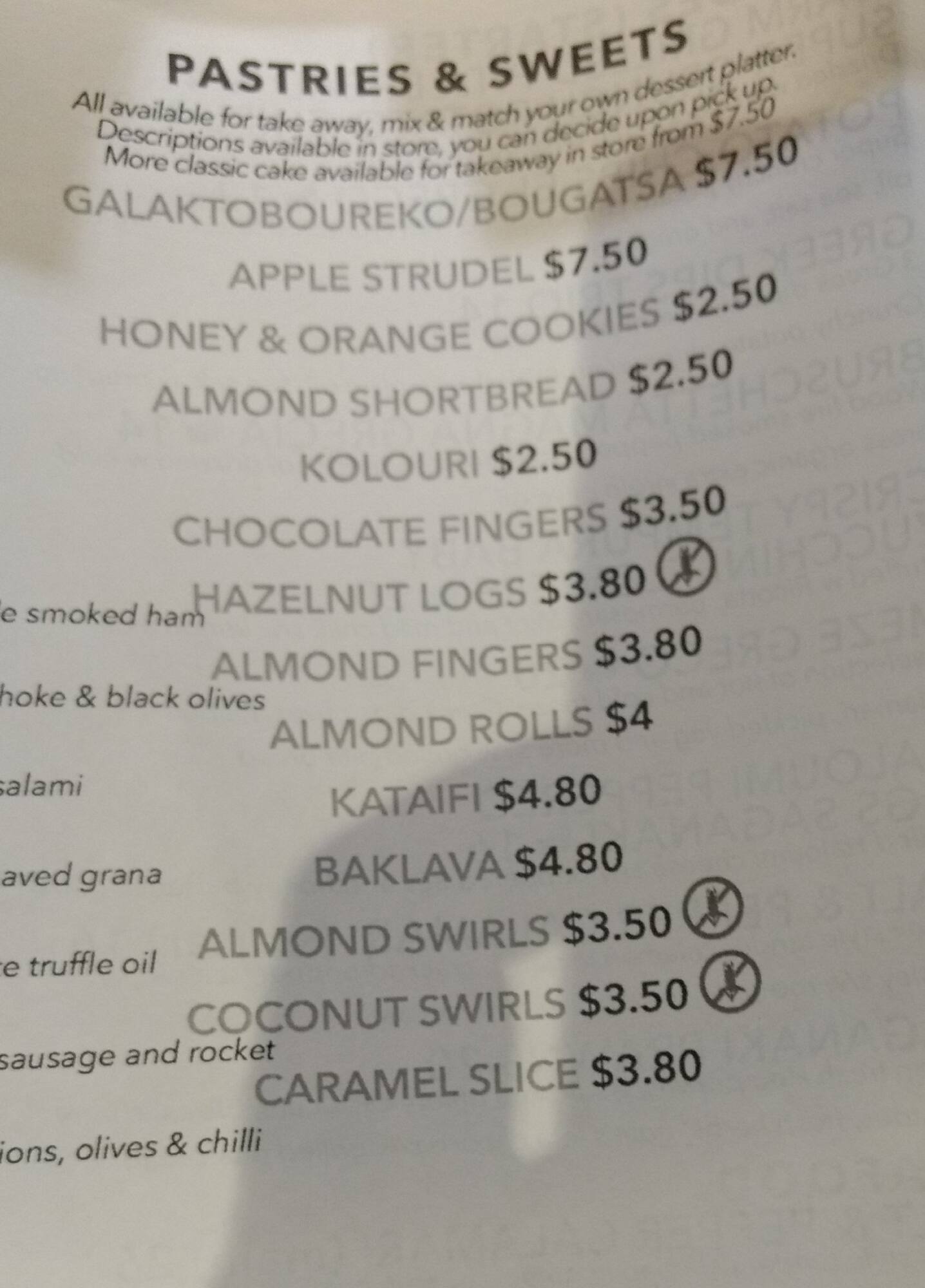 Menu at Urbano cafe, Homebush