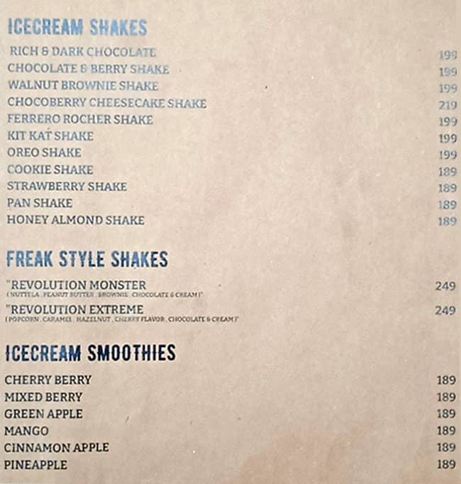 Menu at Revolution, Indore, Ground floor Apollo Premier