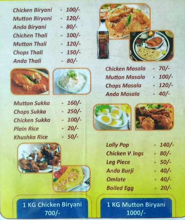 Menu of Sairat Fast Food, Parvati, Pune