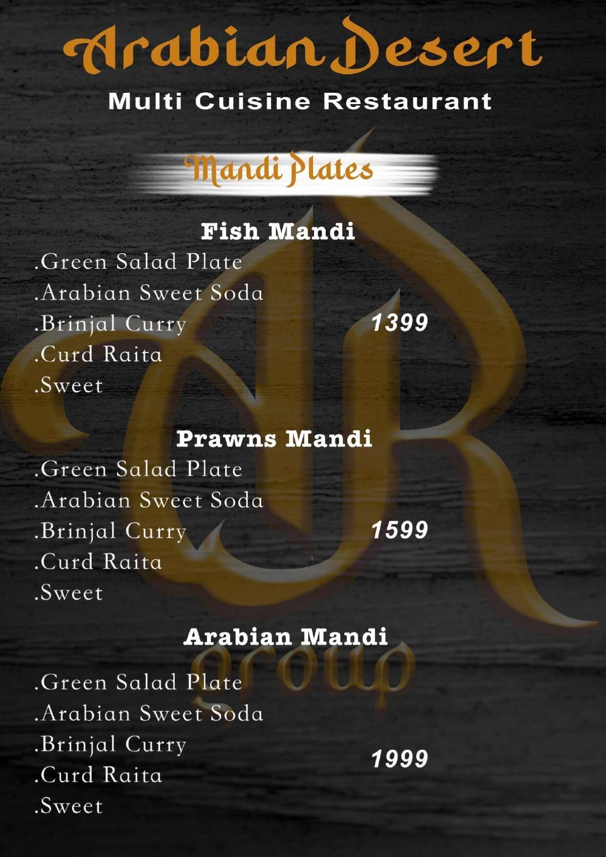 Menu at Arabian Desert Multi Cuisine Restaurant, Bengaluru