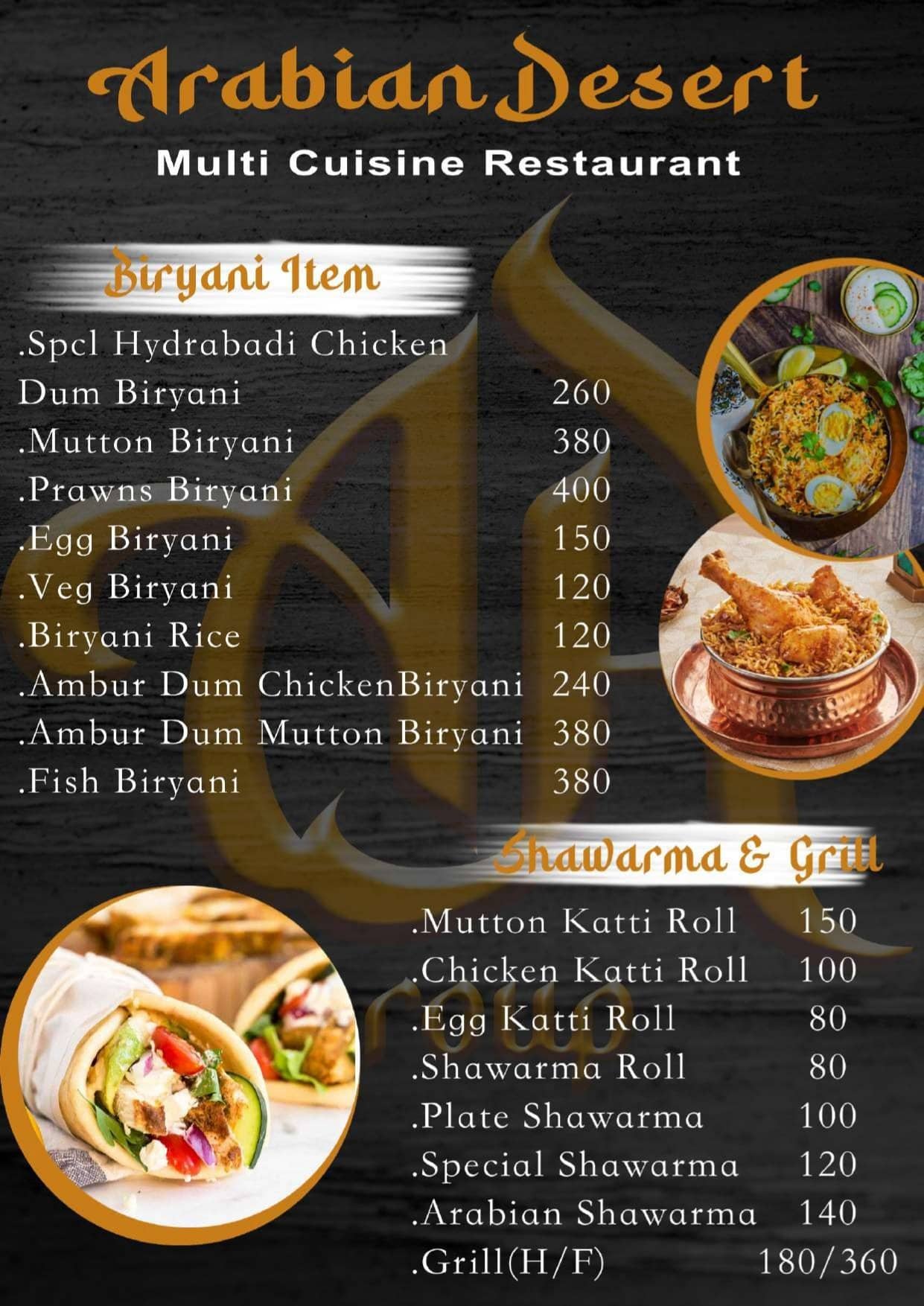 Menu at Arabian Desert Multi Cuisine Restaurant, Bengaluru