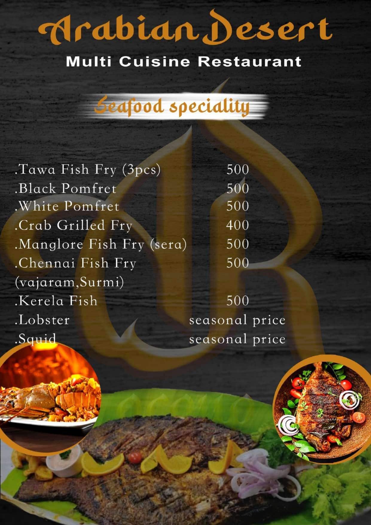 Menu at Arabian Desert Multi Cuisine Restaurant, Bengaluru