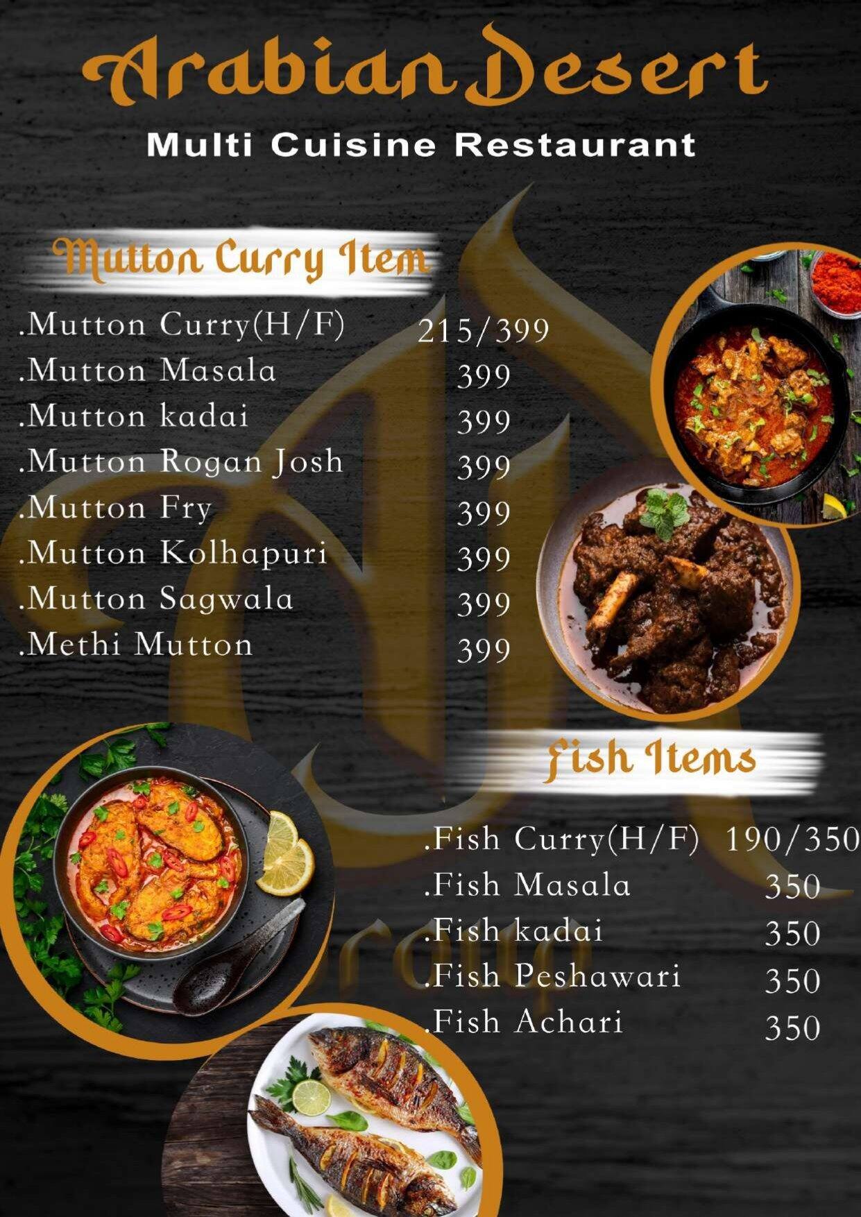 Menu at Arabian Desert Multi Cuisine Restaurant, Bengaluru