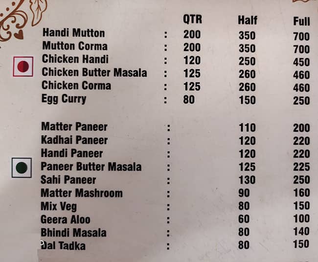 Menu of We Desi, Gomti Nagar, Lucknow