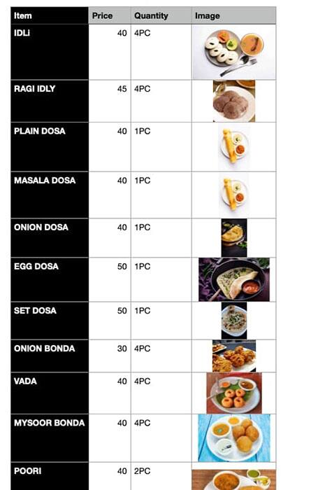 Menu of Hari Priya Tiffins, Moti Nagar, Hyderabad