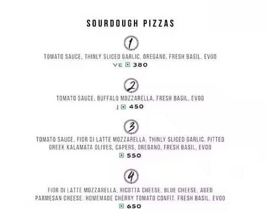 Menu of Si Nonna's - The Original Sourdough Pizza, Kurla, Mumbai