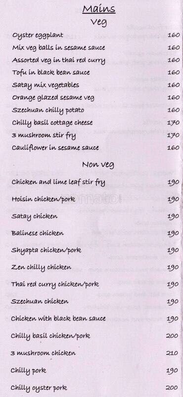 Menu at The Fat Yak, Kolkata, CF 40