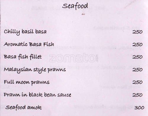 Menu at The Fat Yak, Kolkata, CF 40