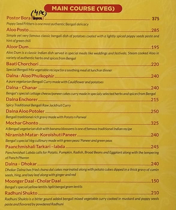 Menu at The Calcutta Club, Mumbai, Shop Number 22