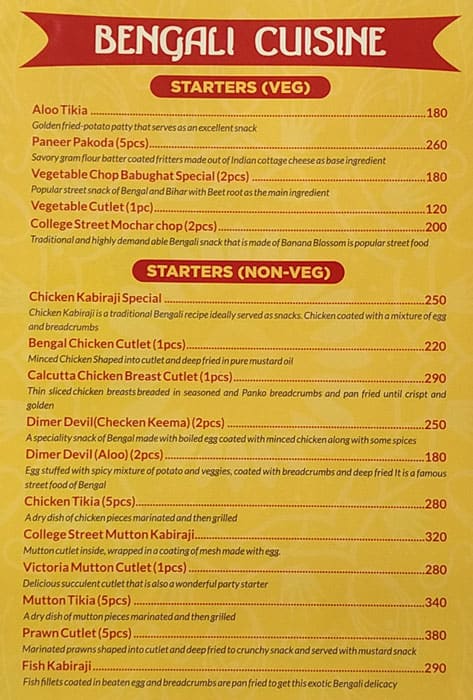 Menu at The Calcutta Club, Mumbai, Shop Number 22