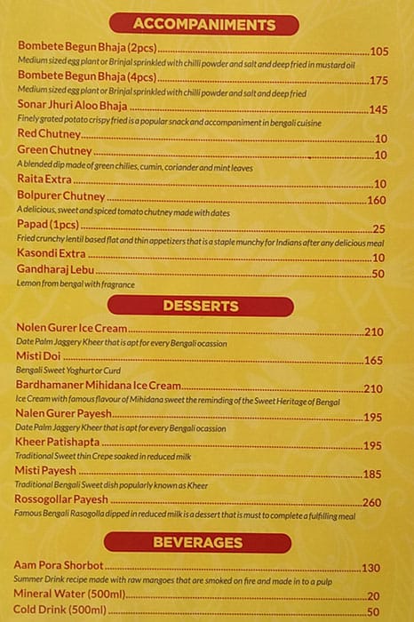 Menu at The Calcutta Club, Mumbai, Shop Number 22