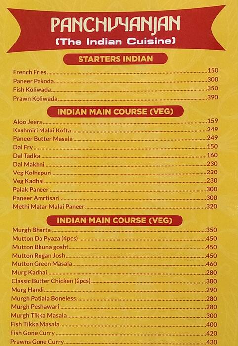 Menu at The Calcutta Club, Mumbai, Shop Number 22