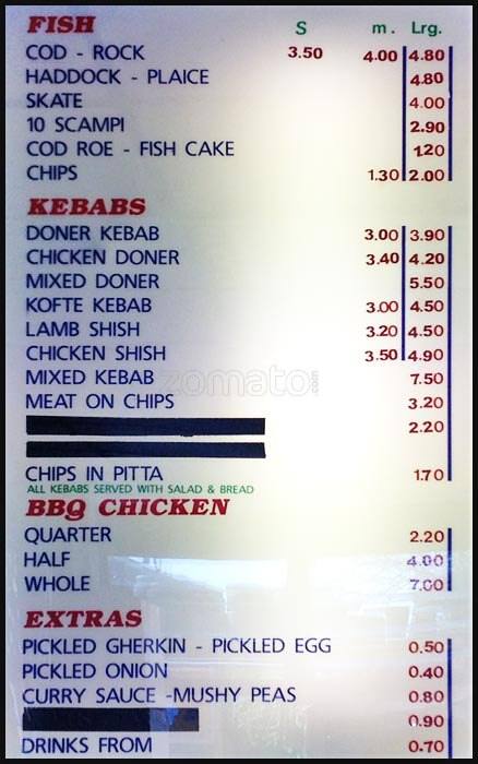 Menu at Aqua Plus Fish & Chicken restaurant, London