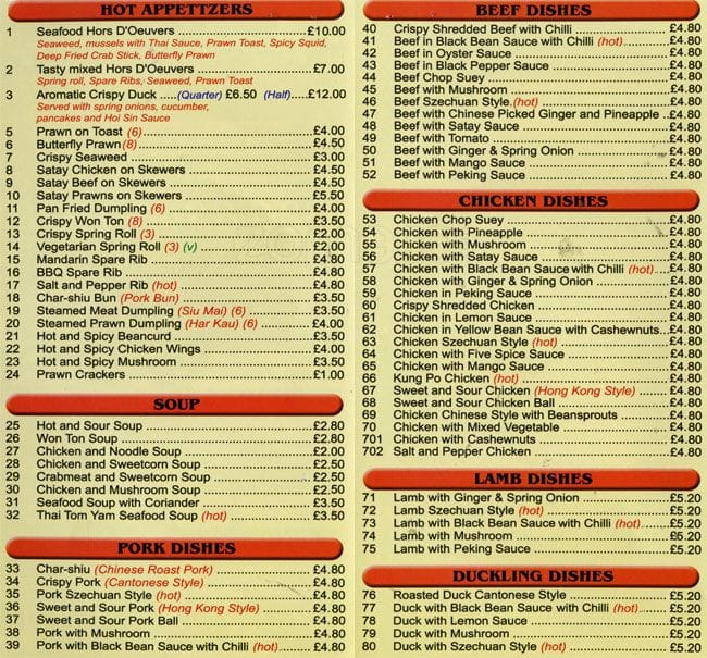 Menu at Tasty Inn Chinese Take Away fast food, London, 356 Bowes Rd