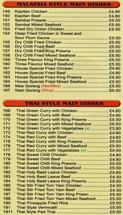 Menu at Tasty Inn Chinese Take Away fast food, London, 356 Bowes Rd