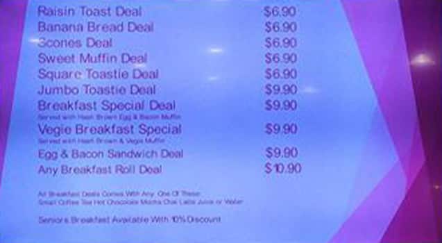 Menu at Pizza Project pizzeria, Melbourne