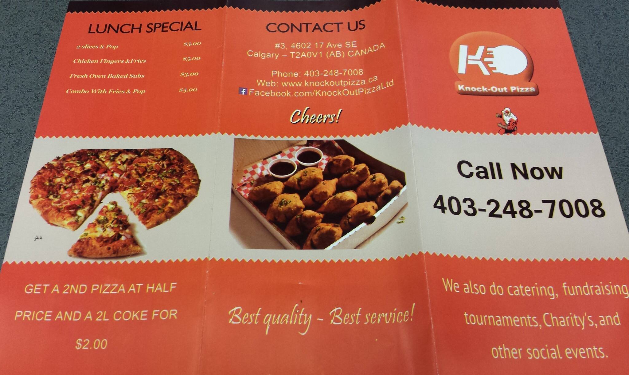 Menu at Knock-Out Pizza pizzeria, Calgary