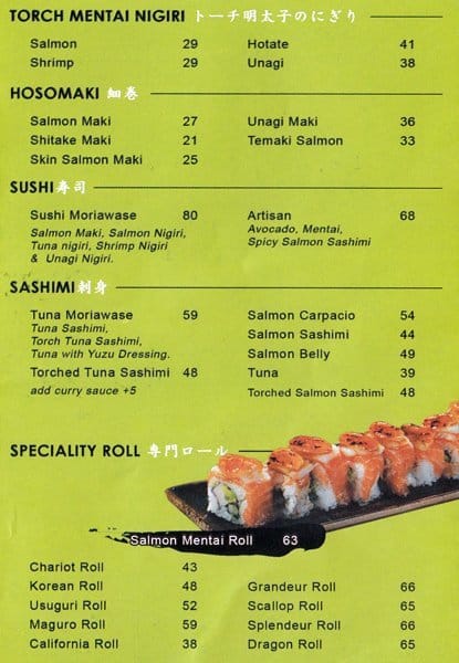 Menu at De Sushi restaurant, Jakarta, Marina Raya Rukan Cordoba blok G ...