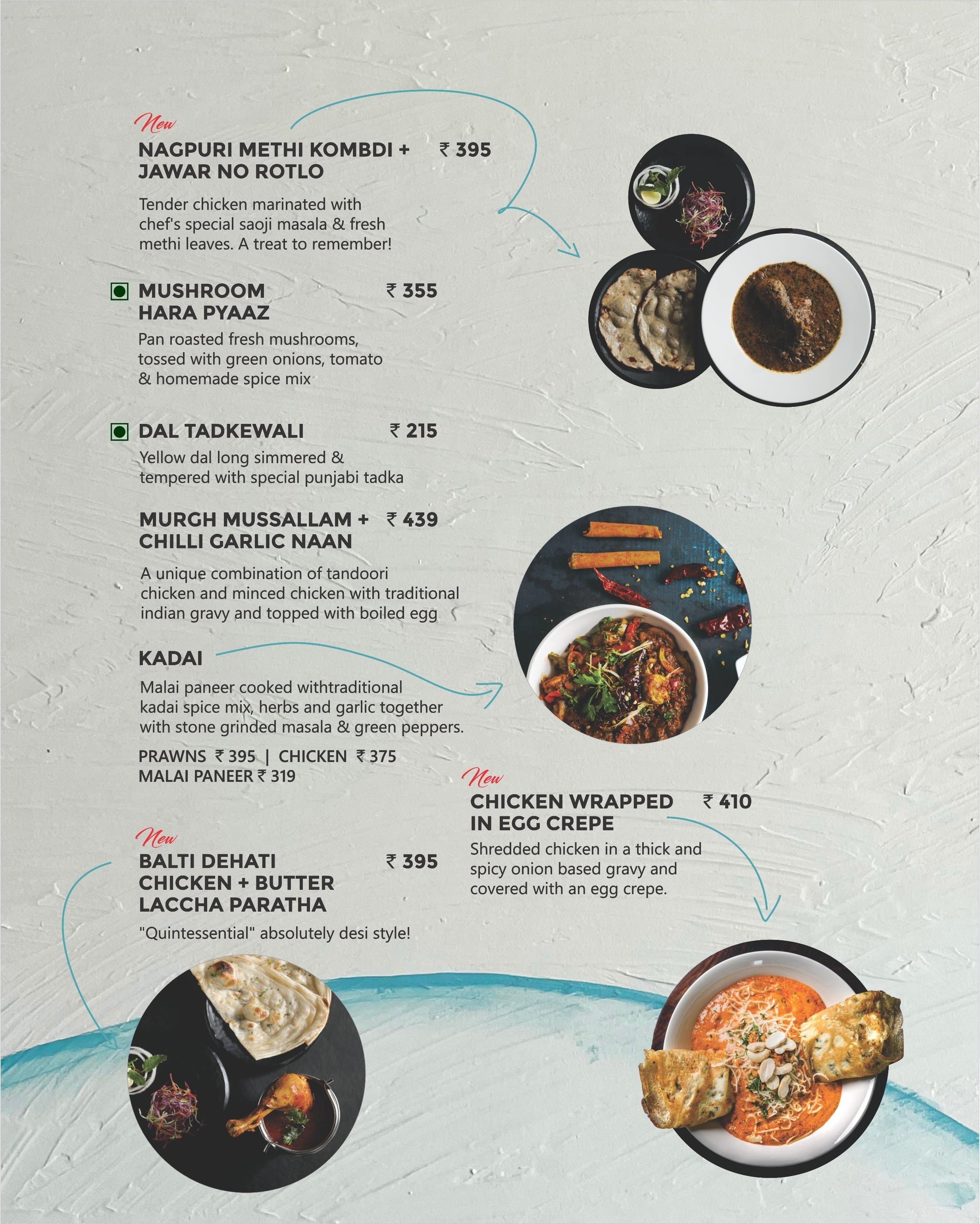 Menu at Zhingalala, Surat