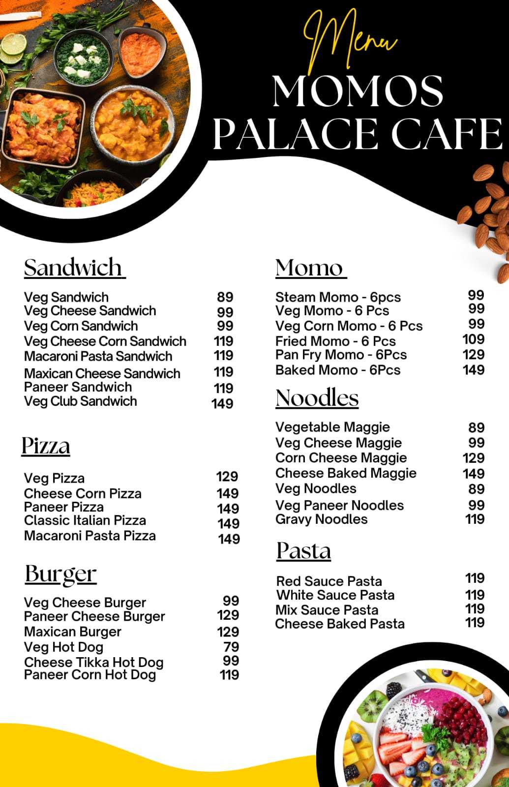 Menu of Momos Palace Cafe, Liluah, Howrah