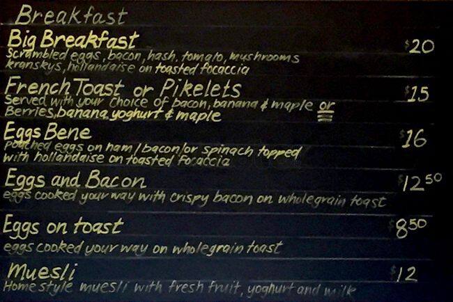 Menu at River Cottage Cafe, Otaki, 3 State Hwy 1