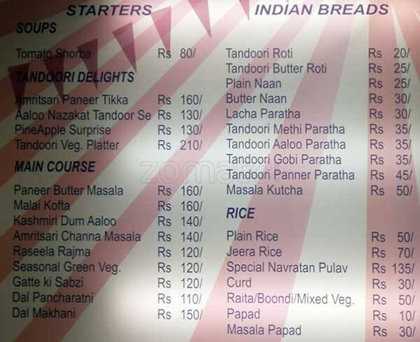 Menu at Tawa Tandoor, Hyderabad