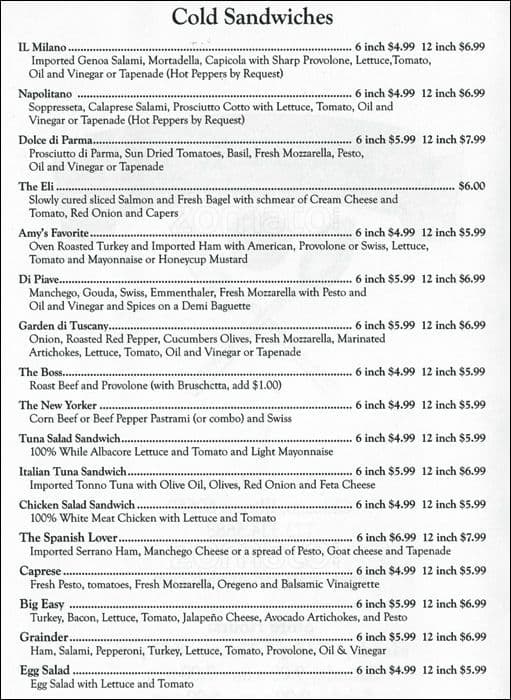 Menu at Piatto Pronto restaurant, Chicago, N Clark St