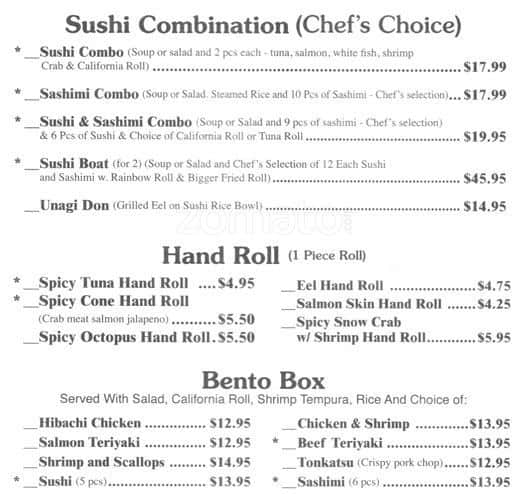 Menu at New Zealand Cafe, Charlotte