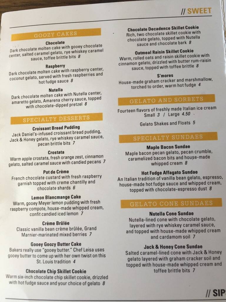 Menu at Goozy cafe, Nashville, Hillsboro Pike