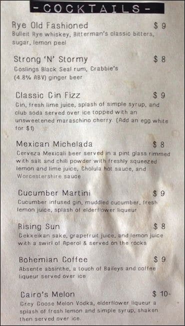 Menu at The Graham pub & bar, New York City, 151 Meserole St