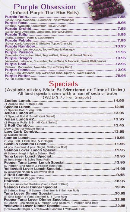 Menu at Sushi Fussion restaurant, West New York, 224 W 35th St