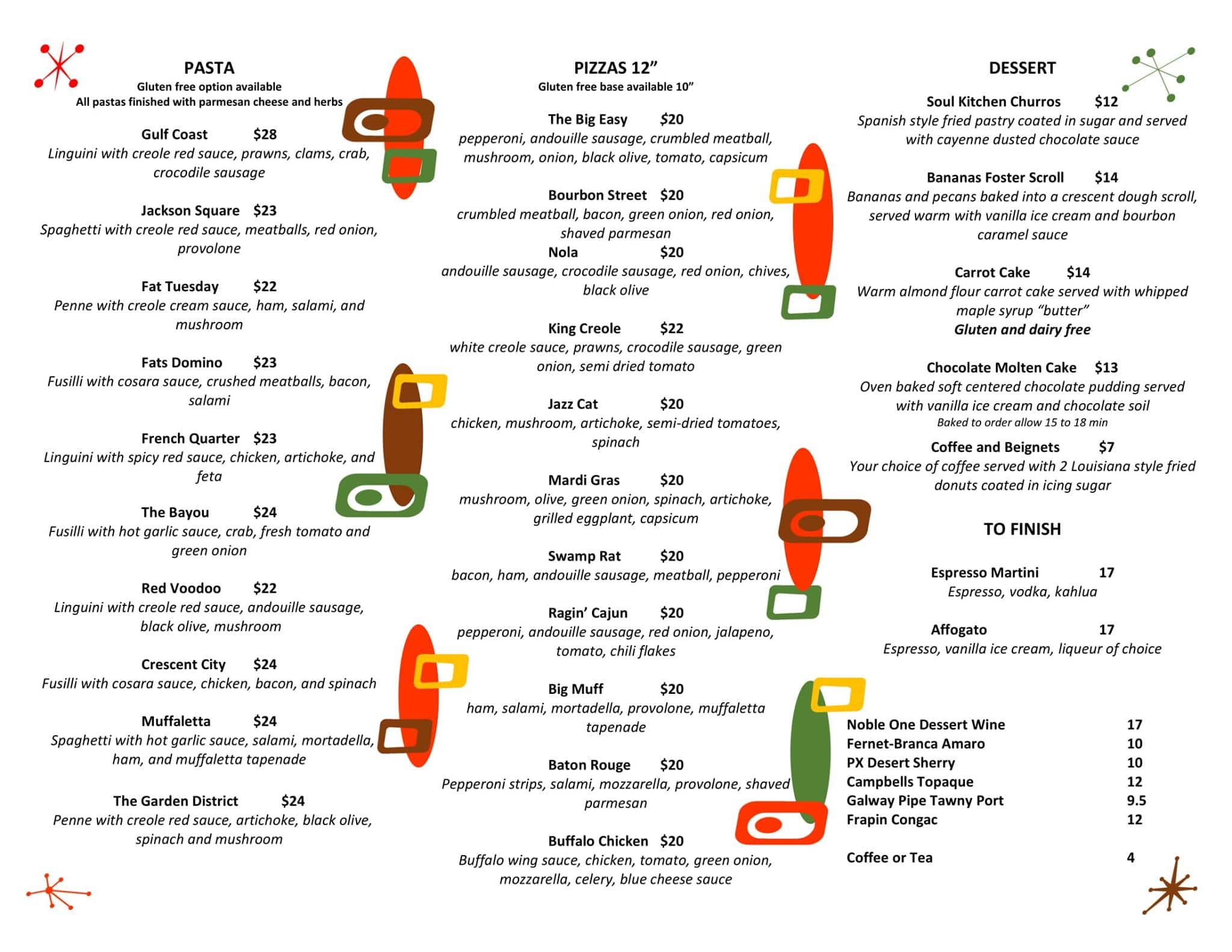 Menu at Creole Soul Kitchen restaurant, Spring Hill