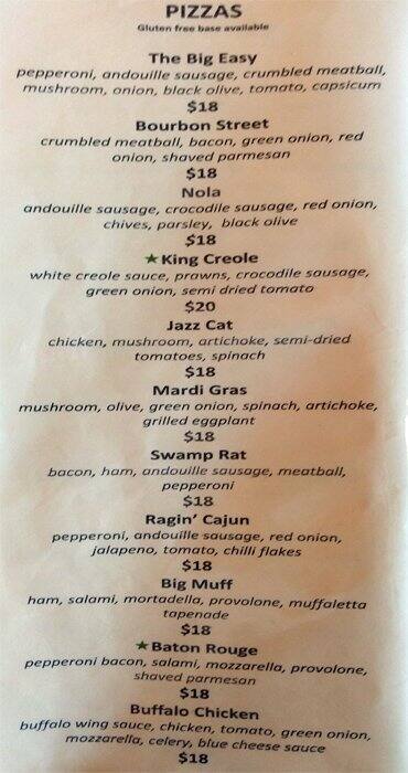 Menu at Creole Soul Kitchen restaurant, Spring Hill