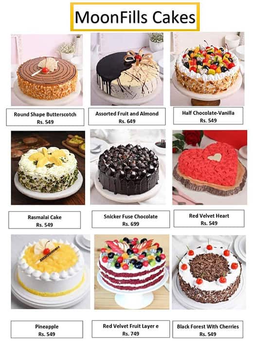 Menu of Moon Fills Bakery, Sector 71, Noida