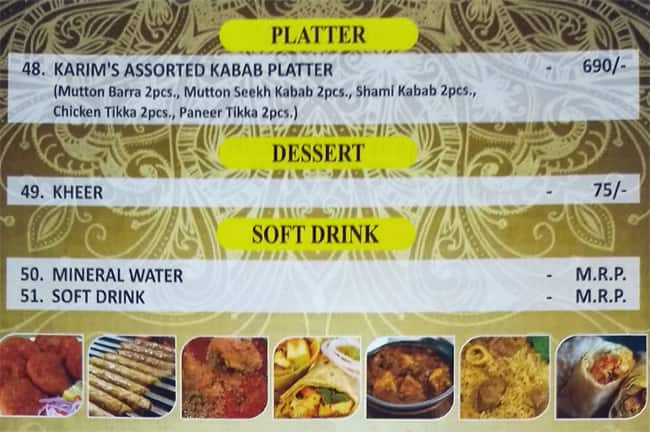 Menu at Karim, Delhi, Shop 312 FC - 13
