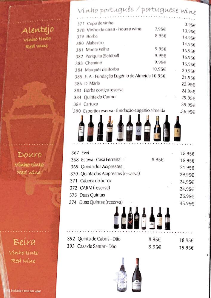 Menu at Sabor do Bairro restaurant, Lisbon