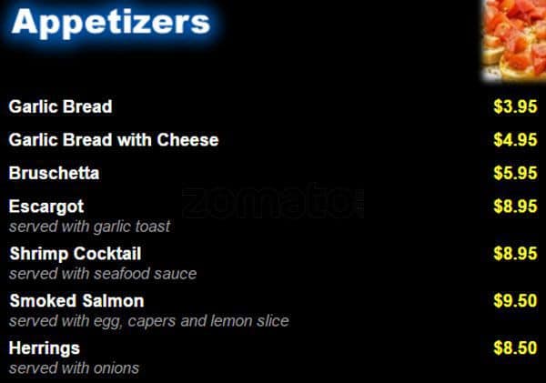 Menu at Orbit Restaurant, Mississauga