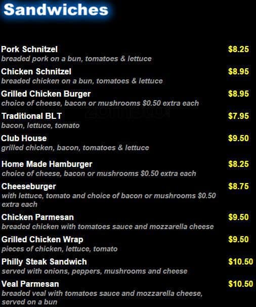 Menu at Orbit Restaurant, Mississauga