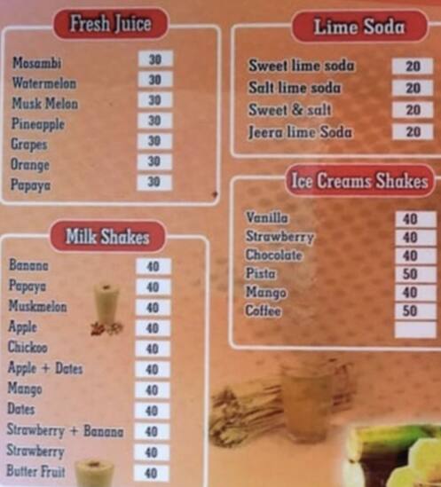 Menu of Cane Crussh, Koramangala 6th Block, Bangalore