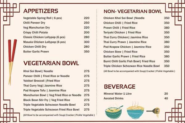 Menu of MIX’D UP, Model Colony, Pune