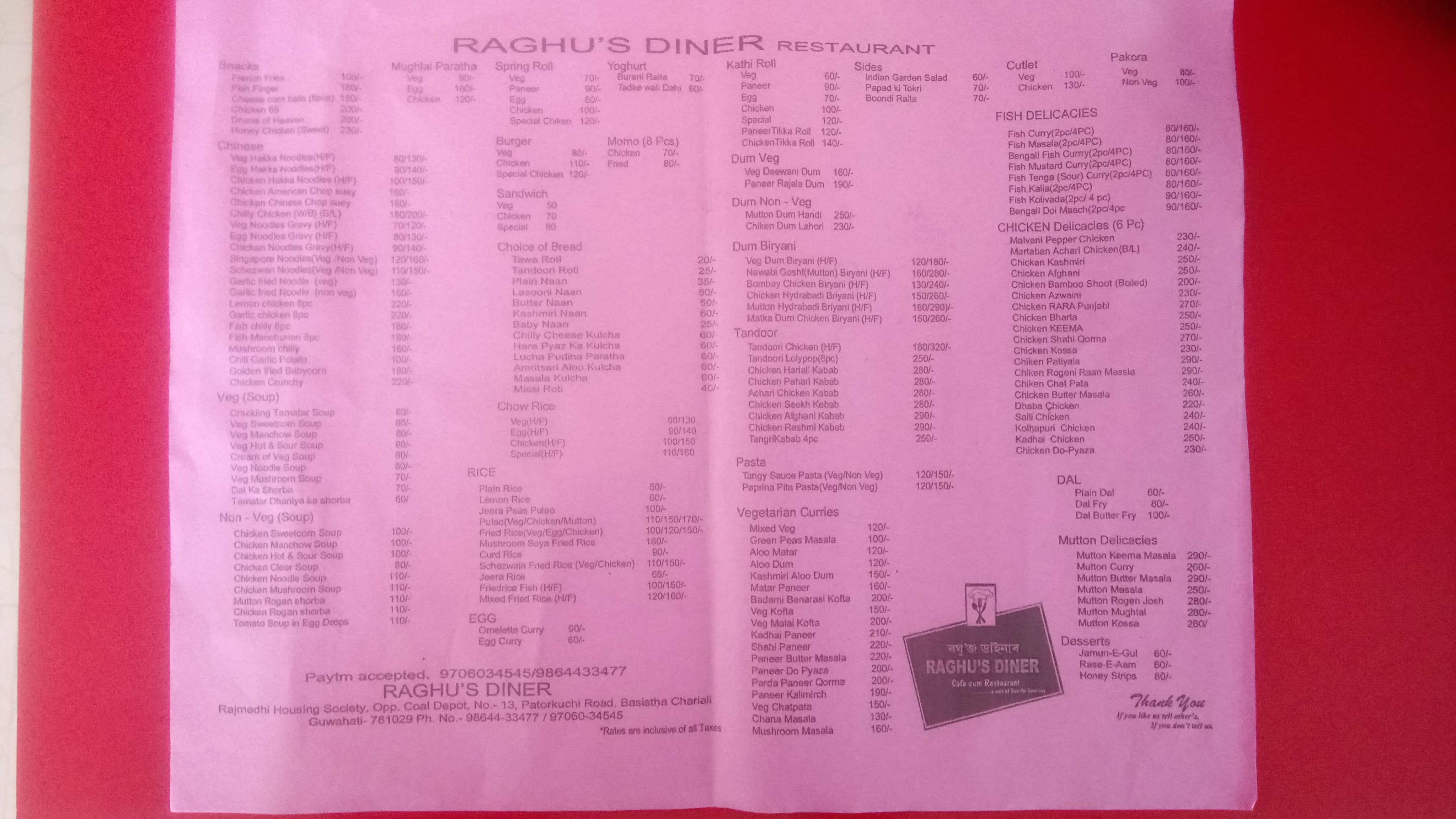 Raghu's Diner Menu, Menu for Raghu's Diner, Beltola, Guwahati - Zomato